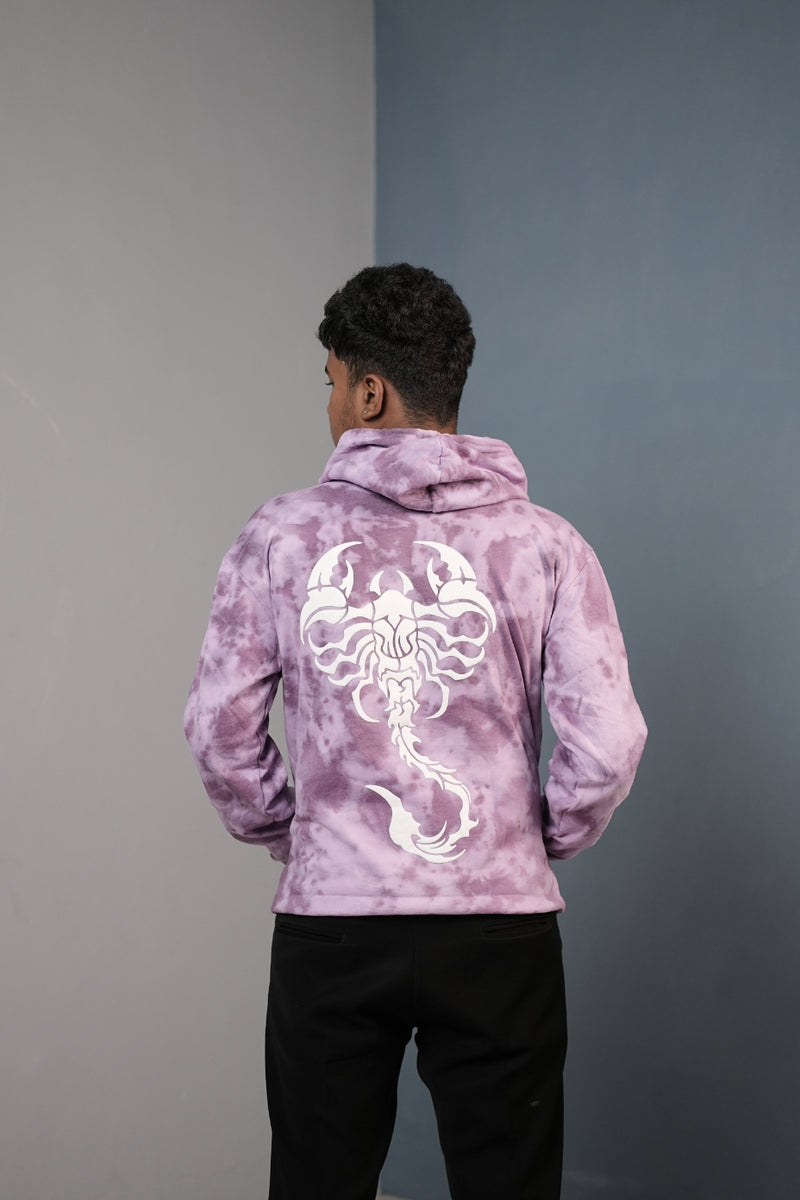 Men’s Full Sleeve Tie-Die Scorpio Printed Hoodie-Pink – 7 Man