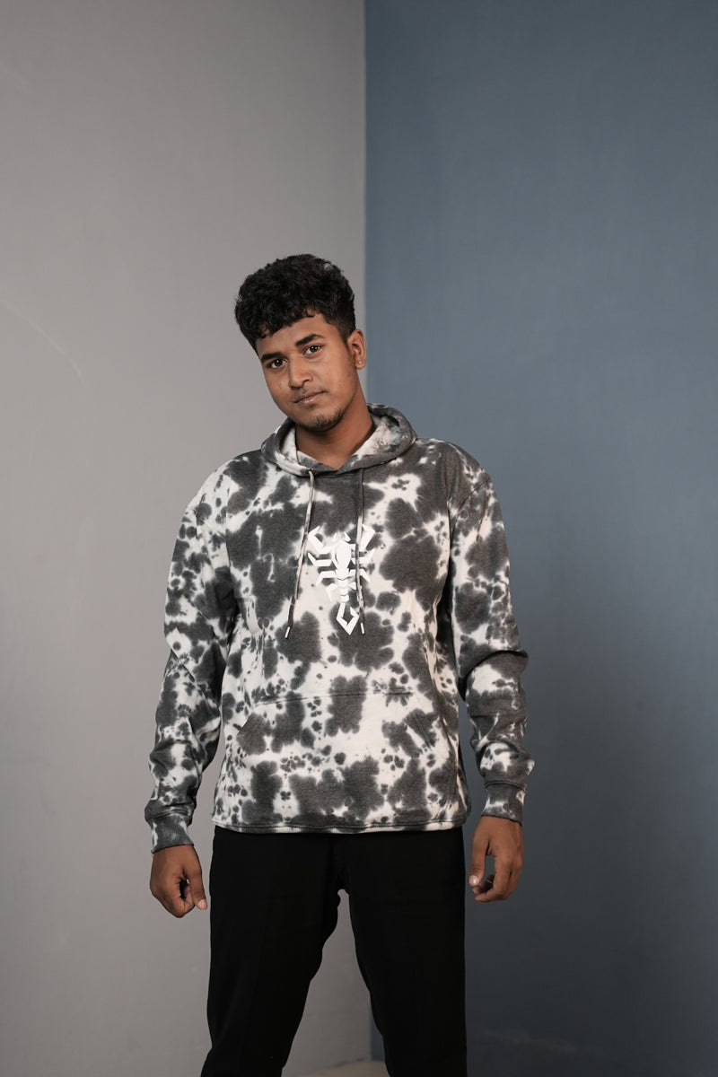 Men’s Full Sleeve Tie-Die Scorpio Printed Hoodie-Black – 7 Man