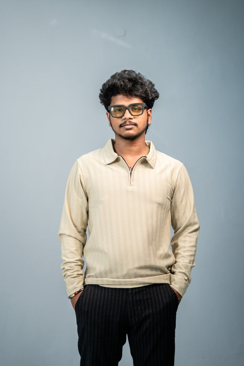 Unique Style Full Sleeve Striped Korean Zipper Tshirt-Sandle – 7 Man