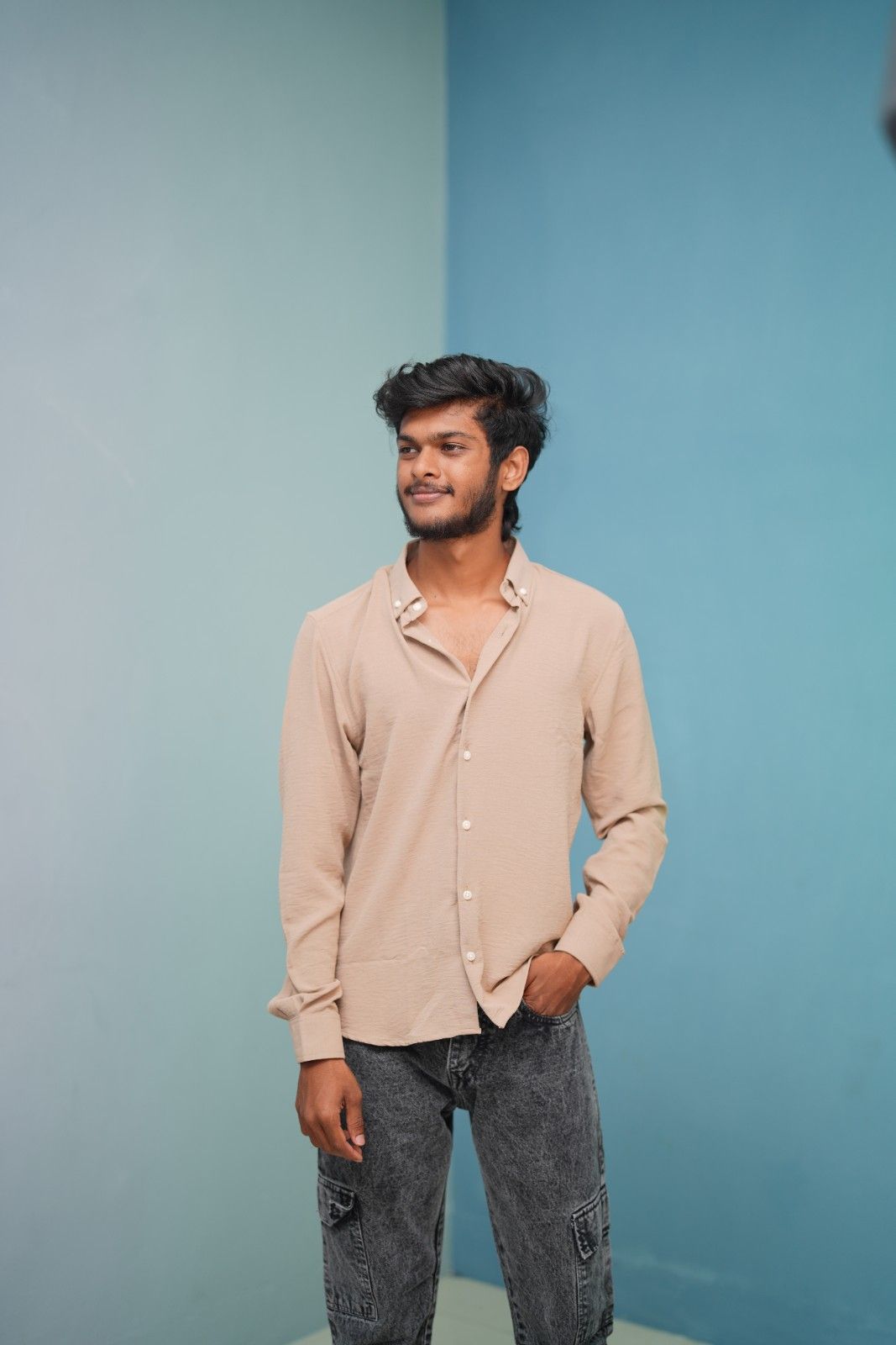 Attractive Full Sleeeve CRUSH LINEN Plain Shirt - Sandle – 7 Man