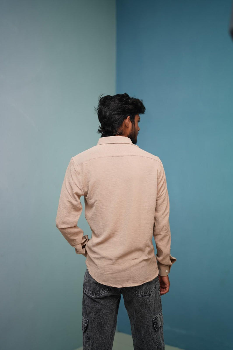 Attractive Full Sleeeve CRUSH LINEN Plain Shirt - Sandle – 7 Man